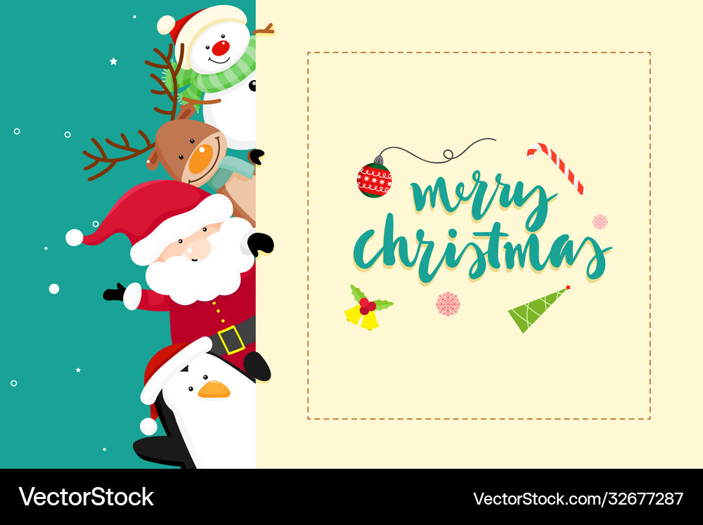Christmas greeting card with santa Royalty Free Vector Image