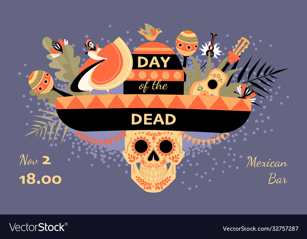 Day Dead Invitation Banner Royalty Free Vector Image