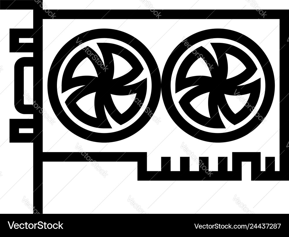 Graphic card icon outline or line style Royalty Free Vector