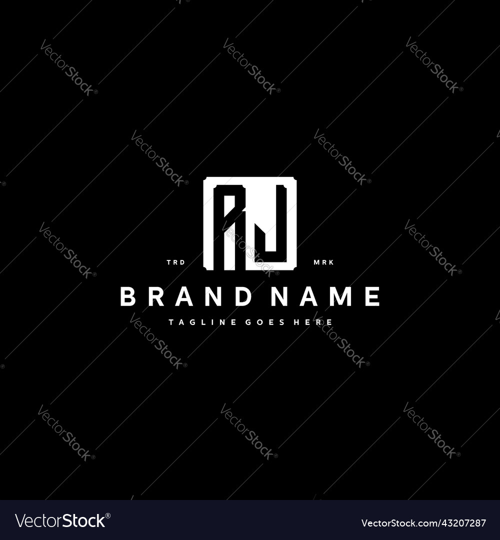 Rj monogram logo design with square rectangular Vector Image