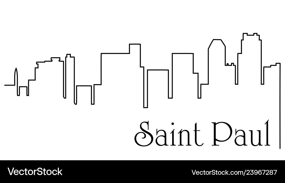 Saint paul city one line drawing Royalty Free Vector Image