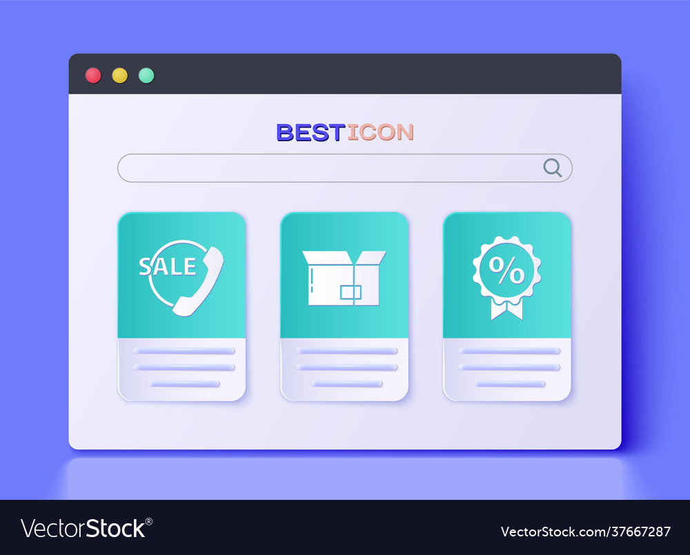 Set carton cardboard box telephone 24 hours Vector Image