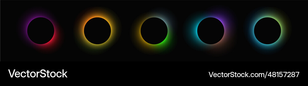 Set of circle illuminate light frames with color Vector Image