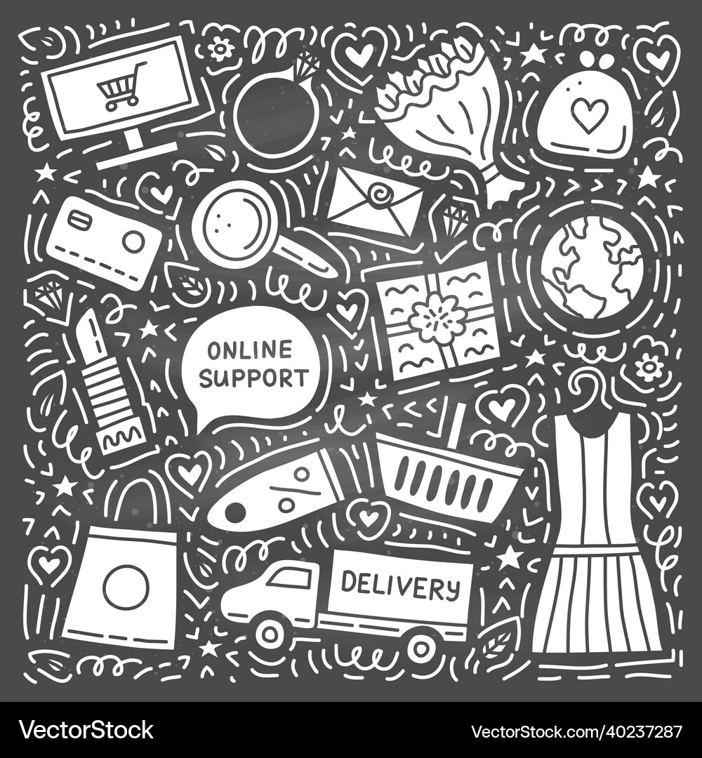 Set of e-commerce shopping doodles Royalty Free Vector Image