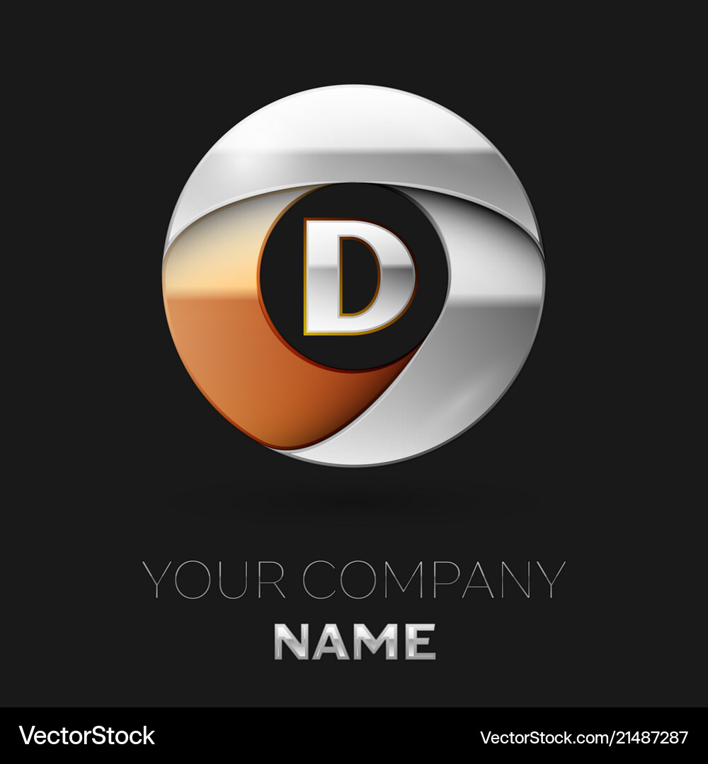 Silver letter d logo symbol in the circle shape Vector Image