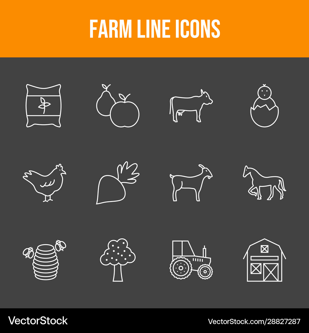 Unique farming line icons set Royalty Free Vector Image