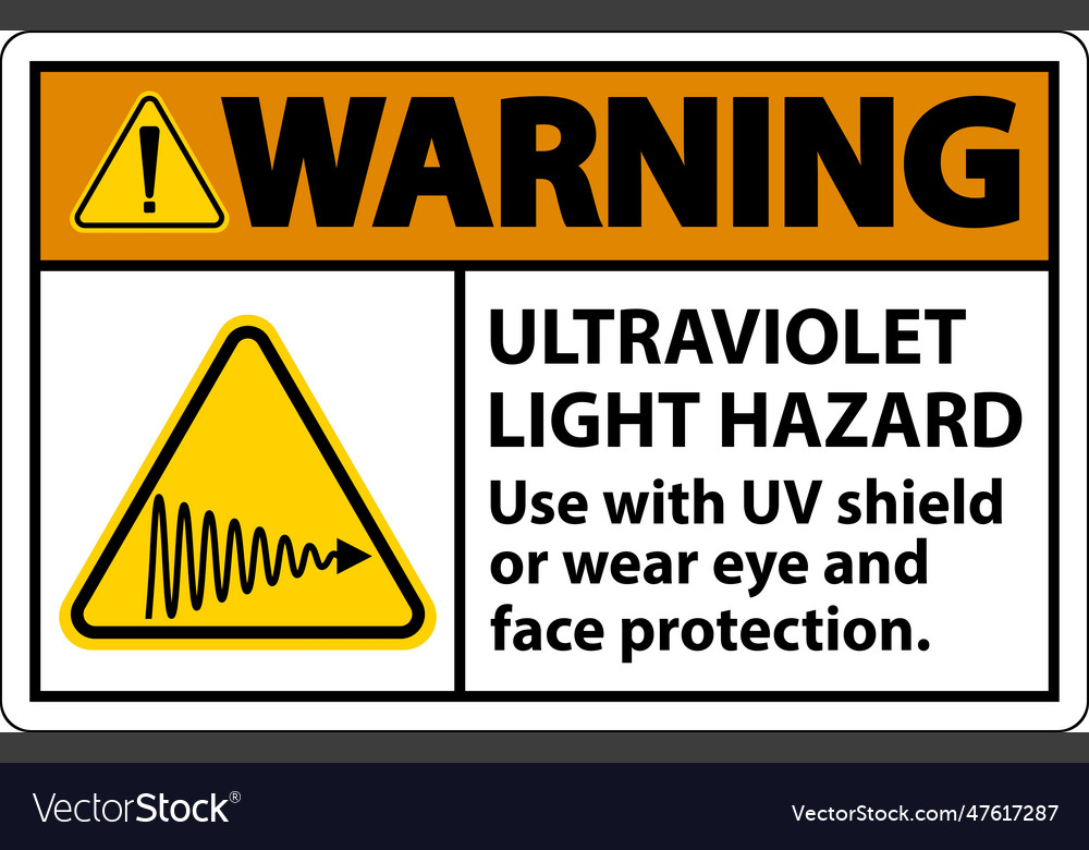 Warning ultraviolet light hazard label on white Vector Image Warning ultraviolet light hazard label on white Vector Image