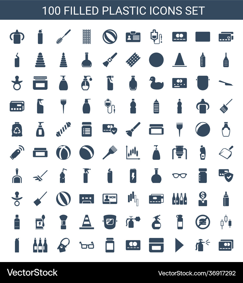 100 plastic icons Royalty Free Vector Image - VectorStock