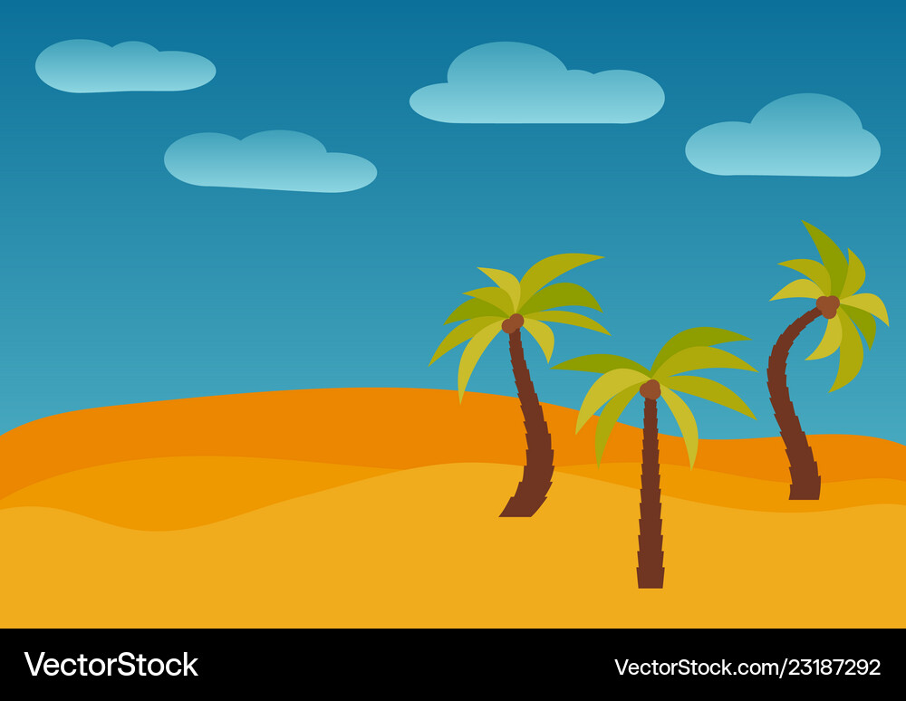 Cartoon nature landscape with three palms Vector Image