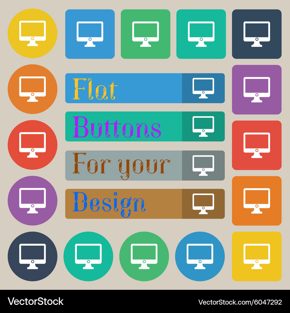 Computer widescreen monitor sign icon set Vector Image