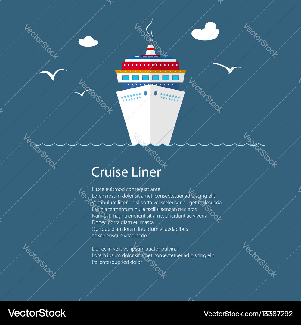 Cruise ship at sea and text Royalty Free Vector Image