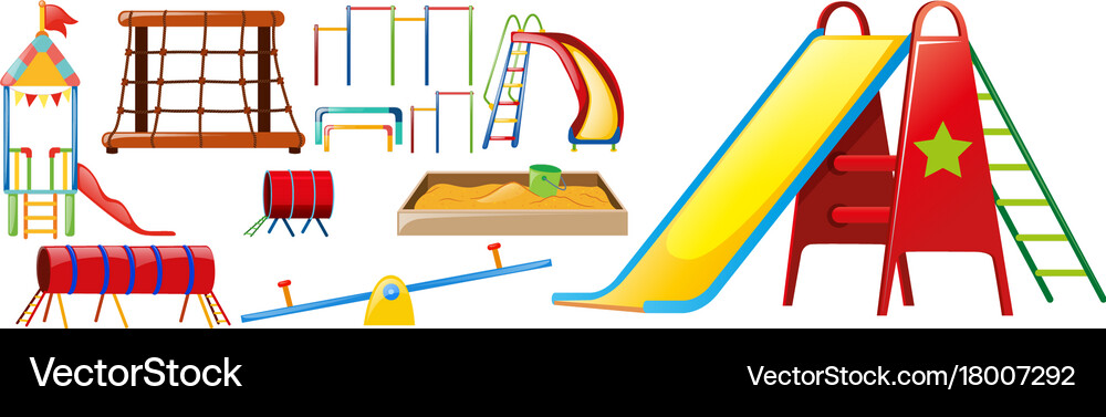 Different types of play stations in playground Vector Image