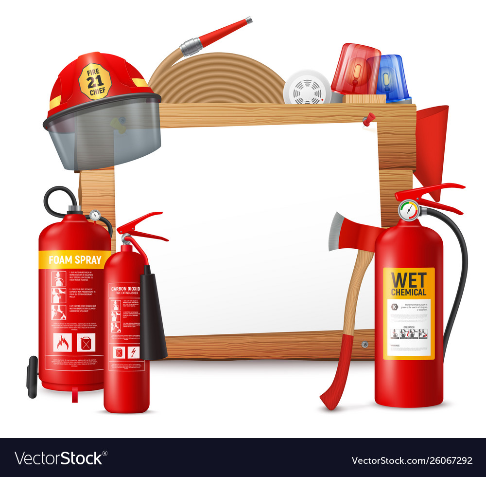 Fire fighting frame composition Royalty Free Vector Image