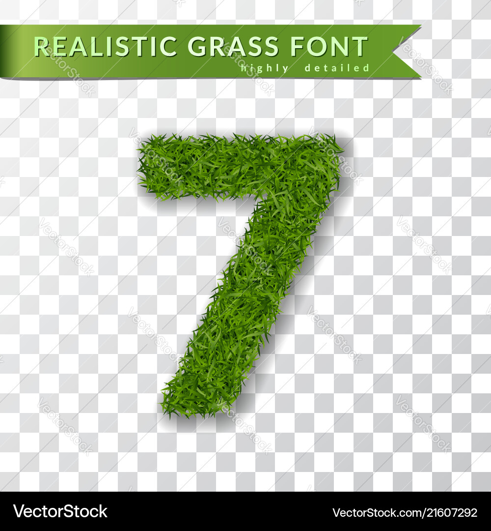 Grass number seven green 7 isolated Royalty Free Vector