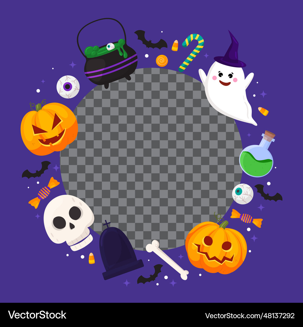 Halloween frame template for social media Vector Image