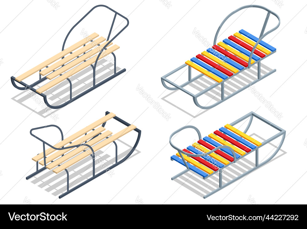 Isometric child winter sled isolated on white Vector Image