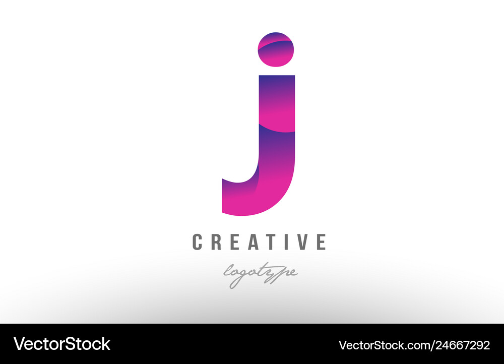 J pink gradient alphabet letter logo icon design Vector Image