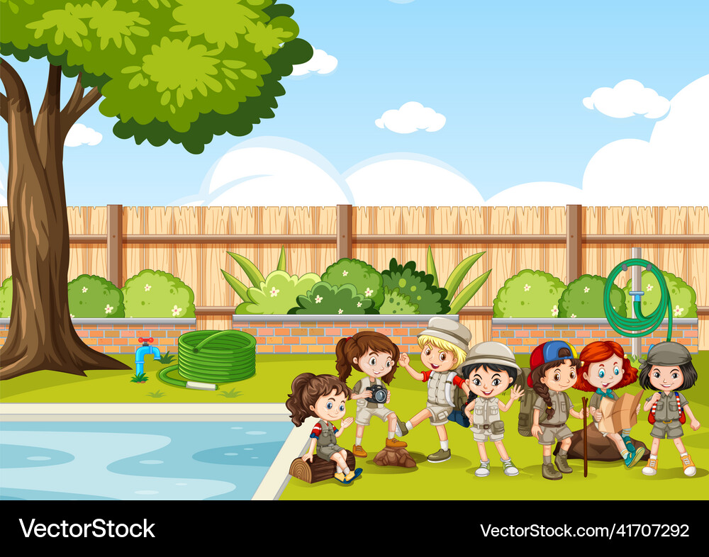 Scene with children in the park Royalty Free Vector Image