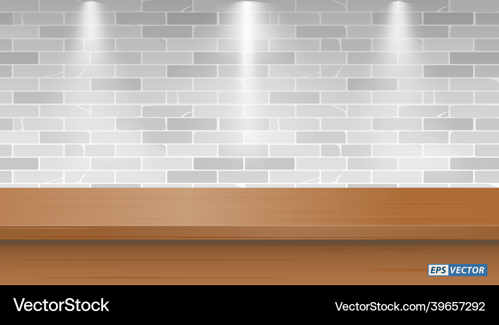 Set of realistic blank table mock up with wall Vector Image