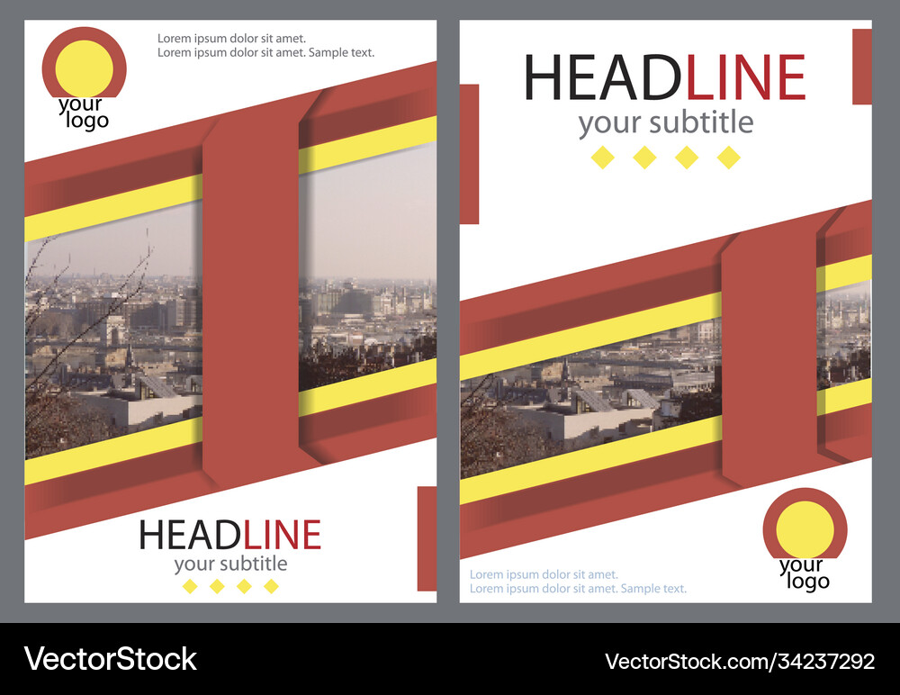 Template design red brochures with place for your Vector Image