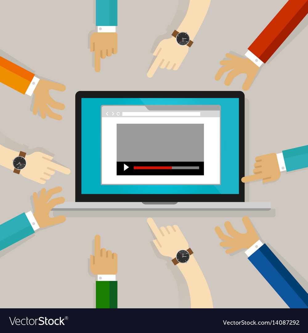 Video watching editing comment on internet hands Vector Image Video watching editing comment on internet hands Vector Image