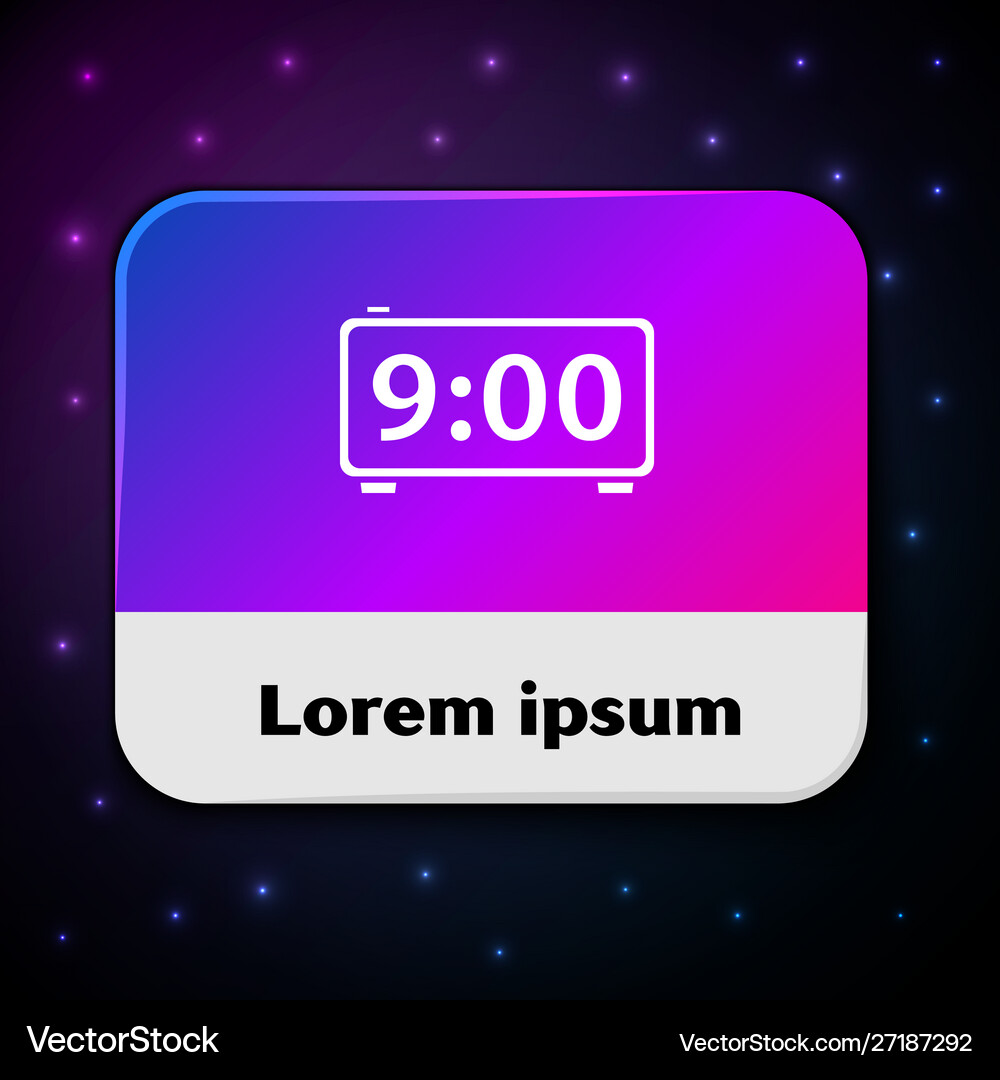 White digital alarm clock icon isolated on black Vector Image