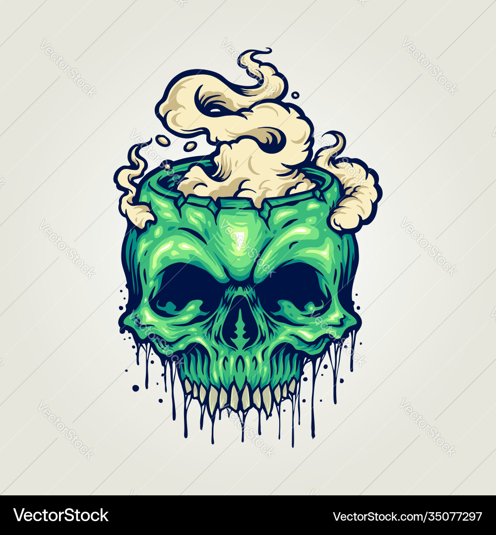 Head zombie skull cannabis smoke Royalty Free Vector Image