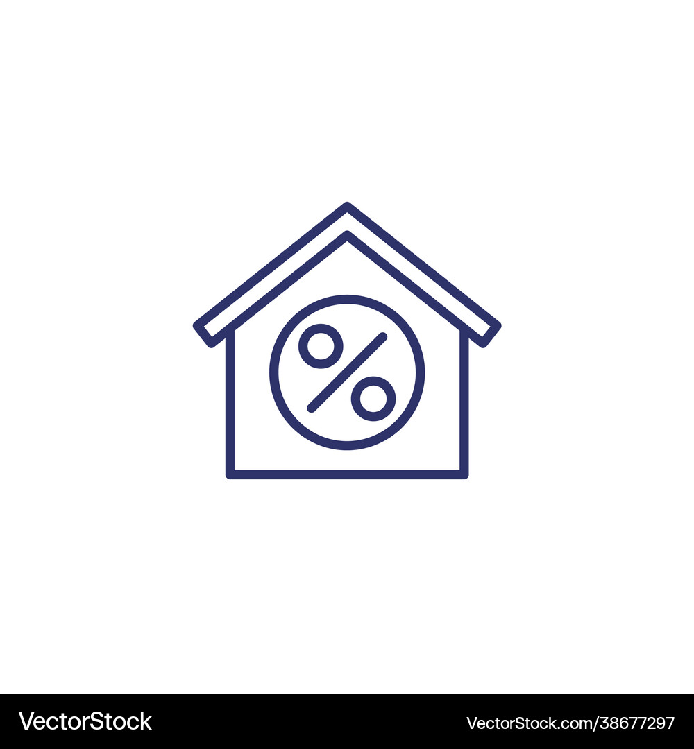 Mortgage rate line icon on white Royalty Free Vector Image
