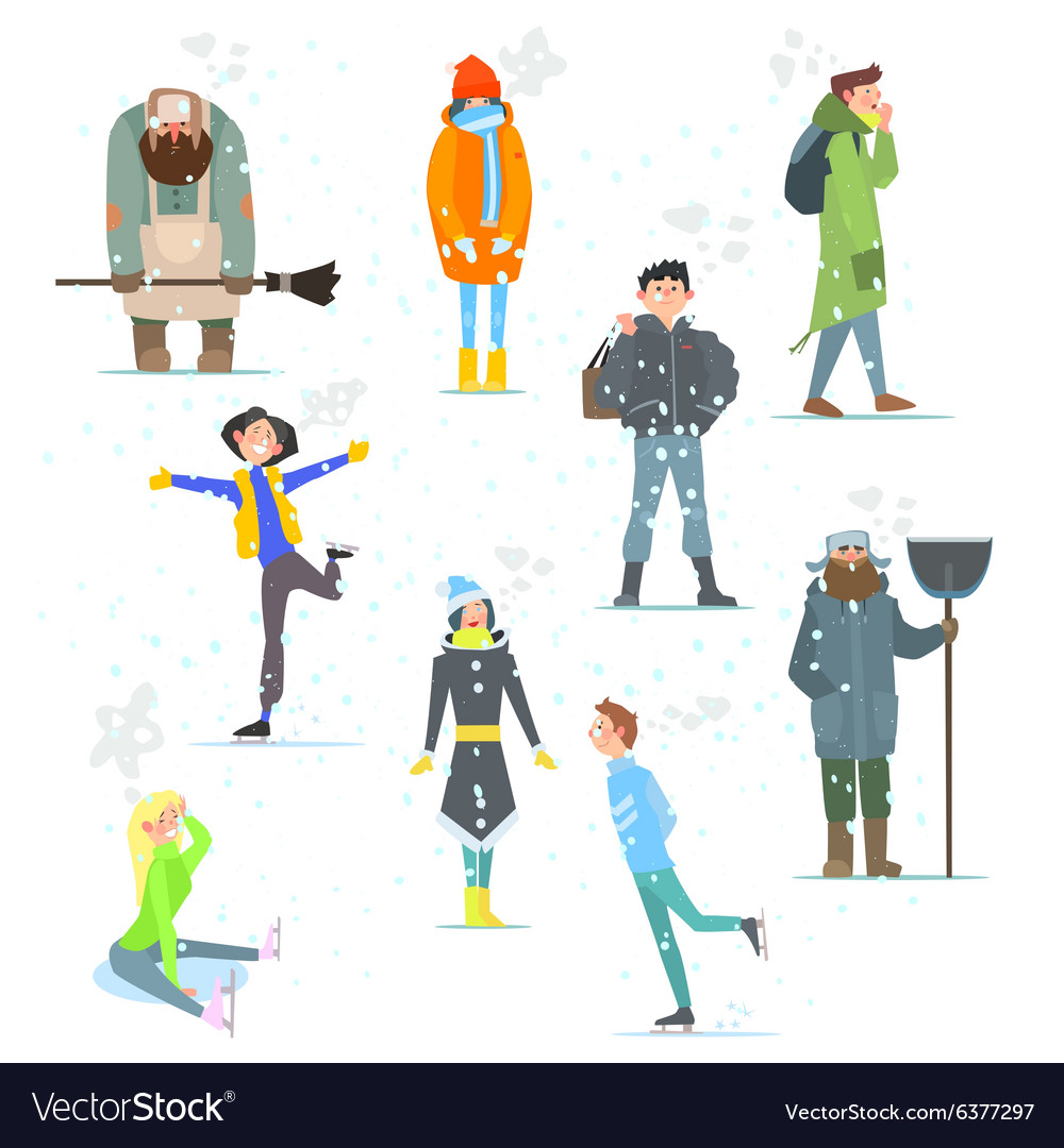 People in winter activities Royalty Free Vector Image