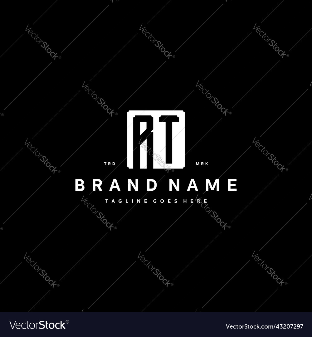 Rt monogram logo design with square rectangular Vector Image