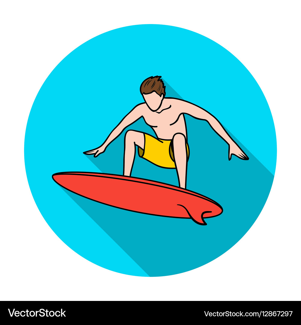 Surfer in action icon in flat style isolated Vector Image
