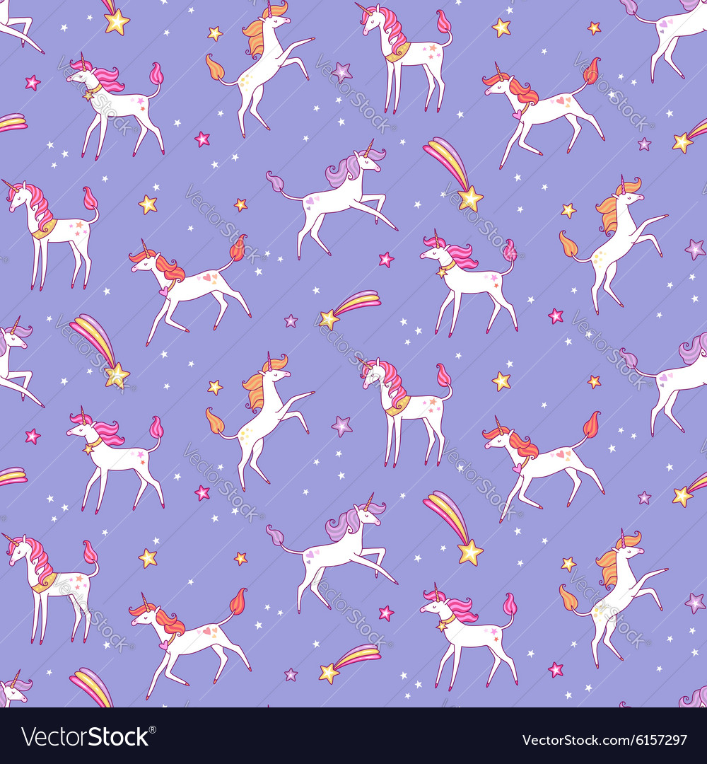 Unicorns pattern blue Royalty Free Vector Image