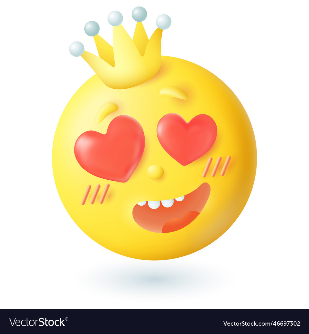 3d cartoon style emoticon with hearts in eyes Vector Image 3d cartoon style emoticon with hearts in eyes Vector Image