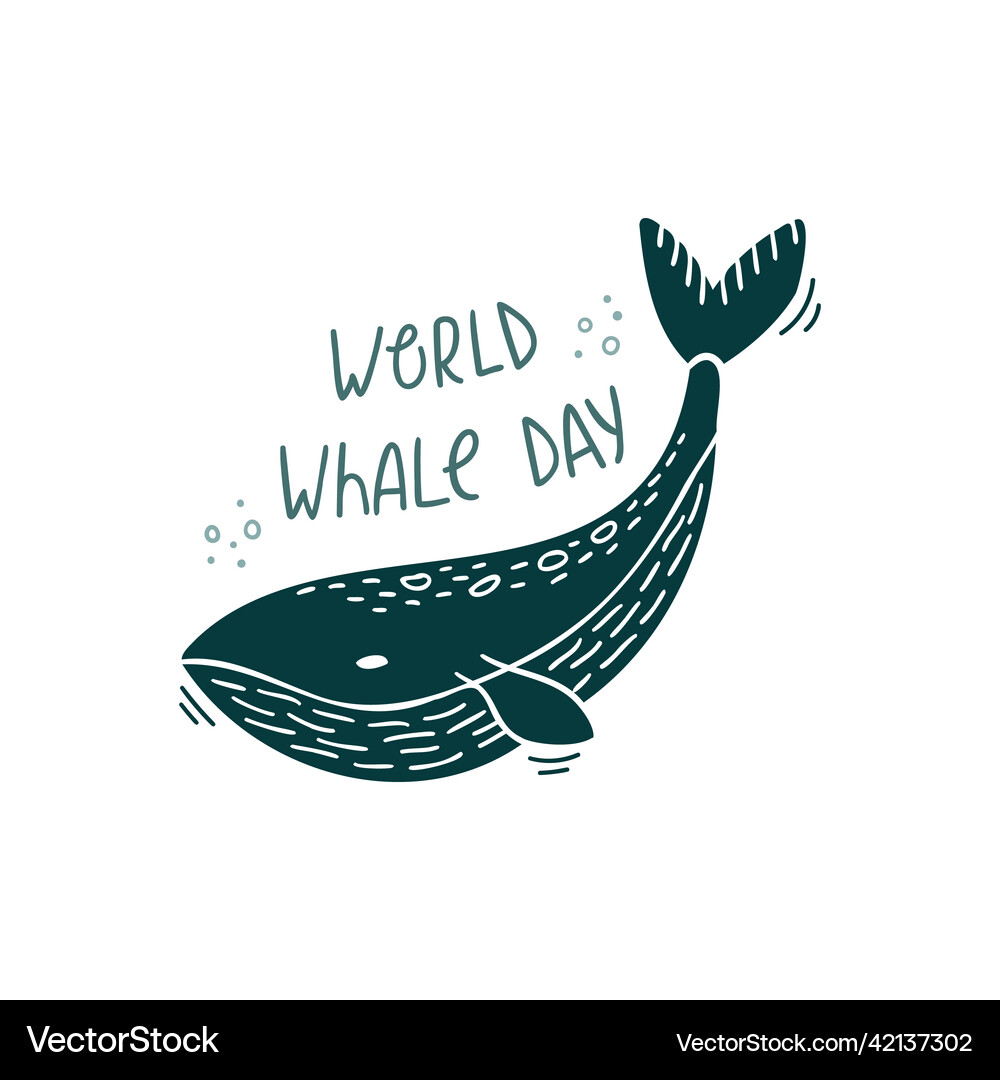 A whale with hand drawn lettering - world Vector Image