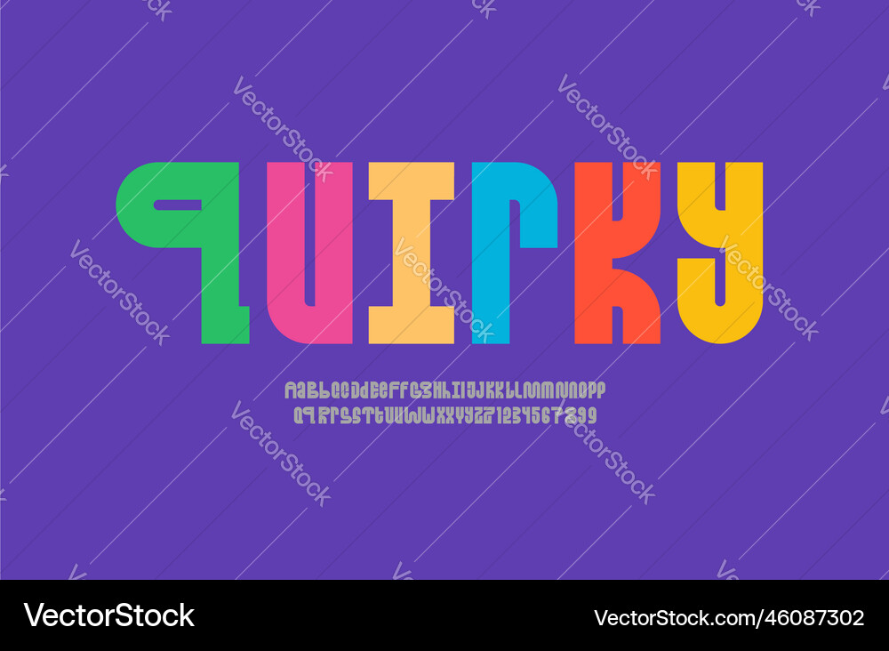 Art alphabet font typography letters and numbers Vector Image