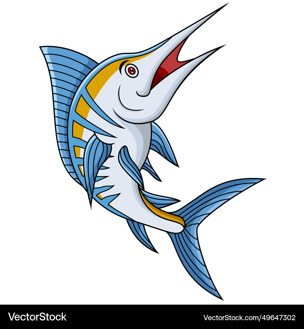 Cartoon marlin fish isolated on a white background