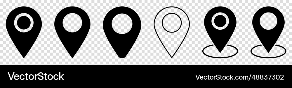 Collection of black map pin icons Royalty Free Vector Image