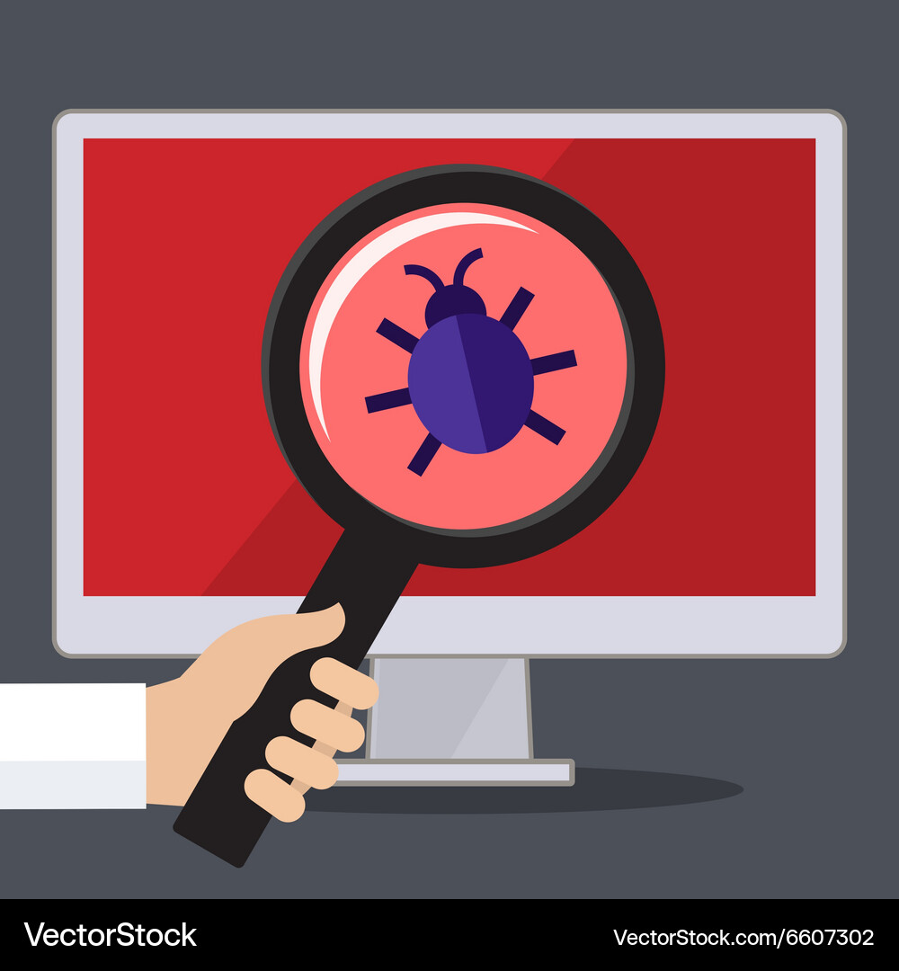 Concept of searching bugs and viruses Royalty Free Vector