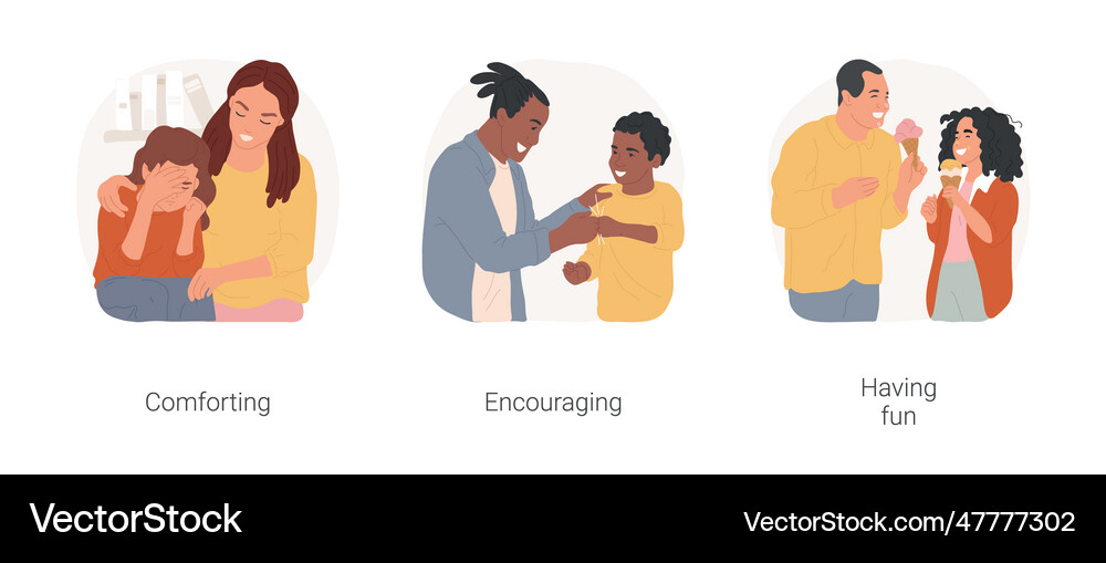 Good relations with parents isolated cartoon Vector Image