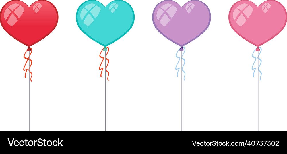 Heart balloons set in different pastel colors Vector Image