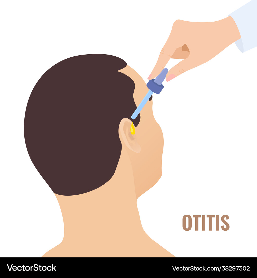 Man getting medication in drops for earache Vector Image