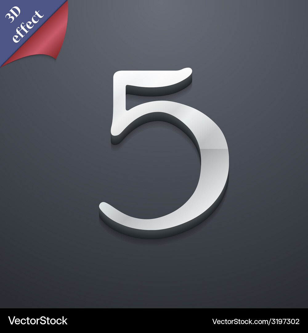 Number five icon symbol 3D style Trendy modern Vector Image