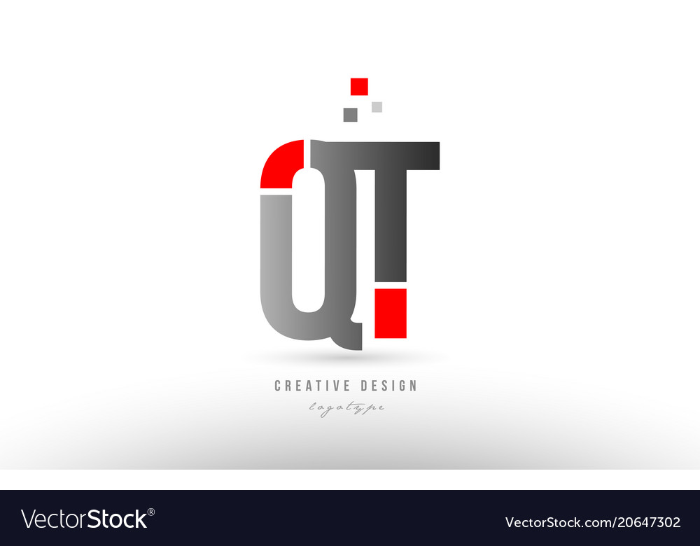 Red grey alphabet letter qt q t logo combination Vector Image Red grey alphabet letter qt q t logo combination Vector Image