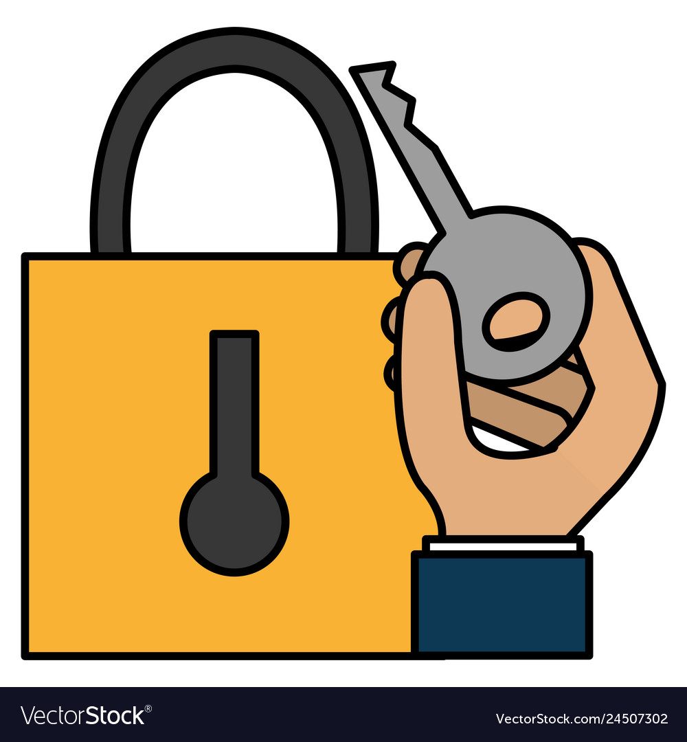 Safe secure padlock with key Royalty Free Vector Image