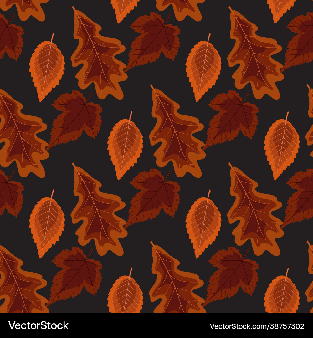 Seamless pattern with autumn leaves and berries Vector Image