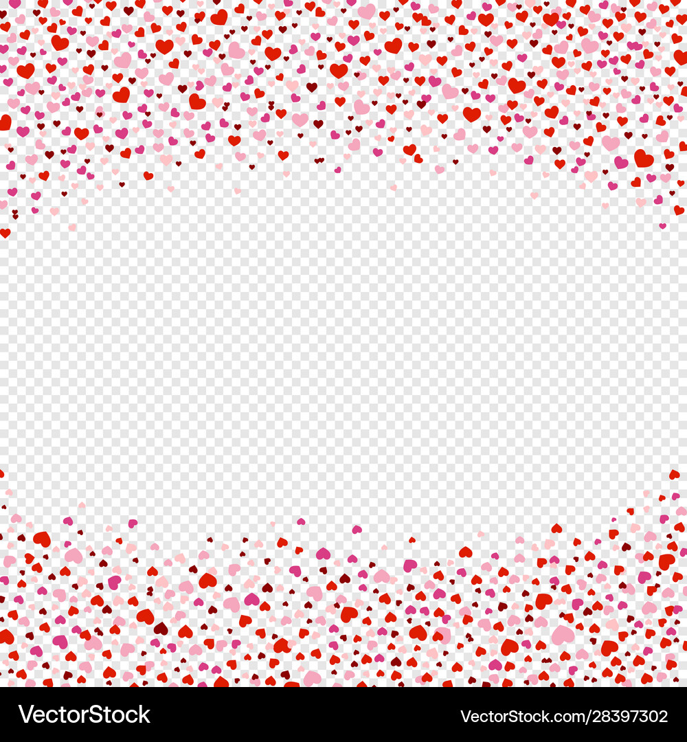 Sweet flying heart confetti on transparent Vector Image