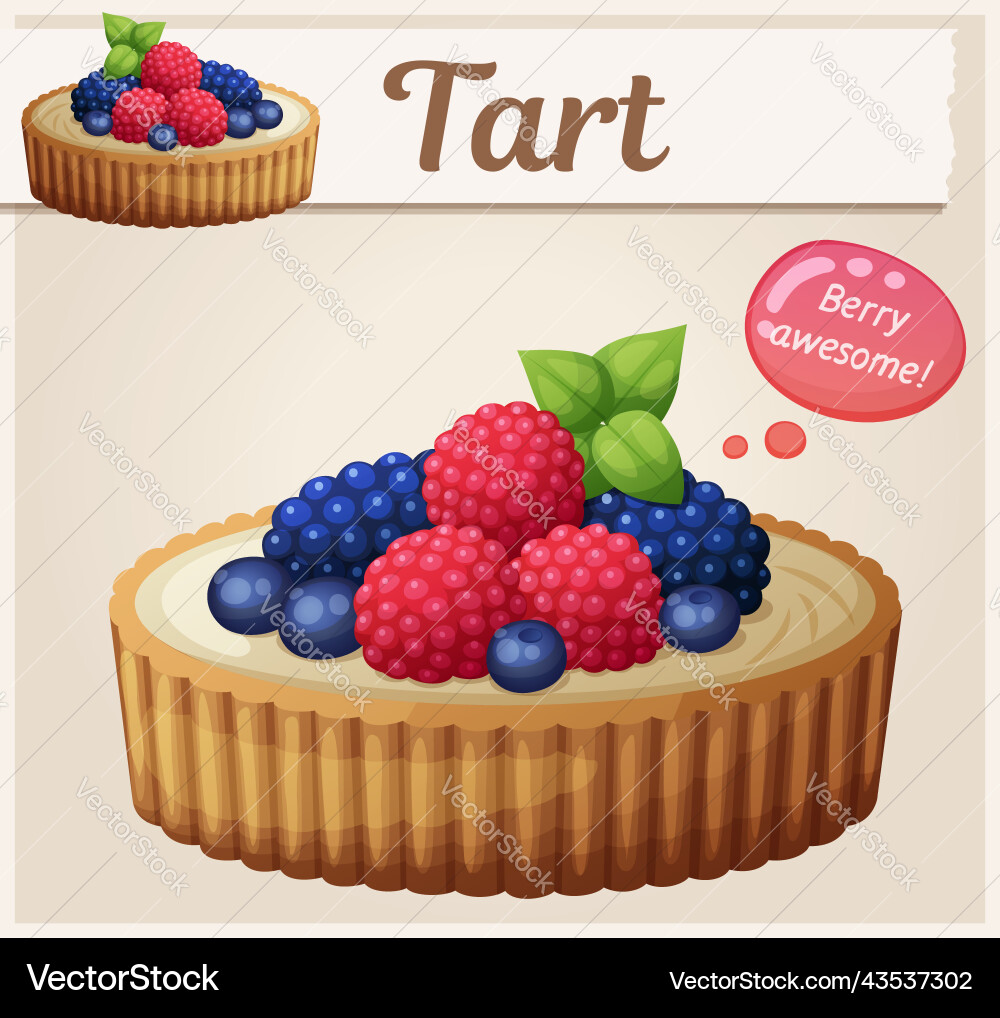 Tart dessert with berries icon cartoon Royalty Free Vector