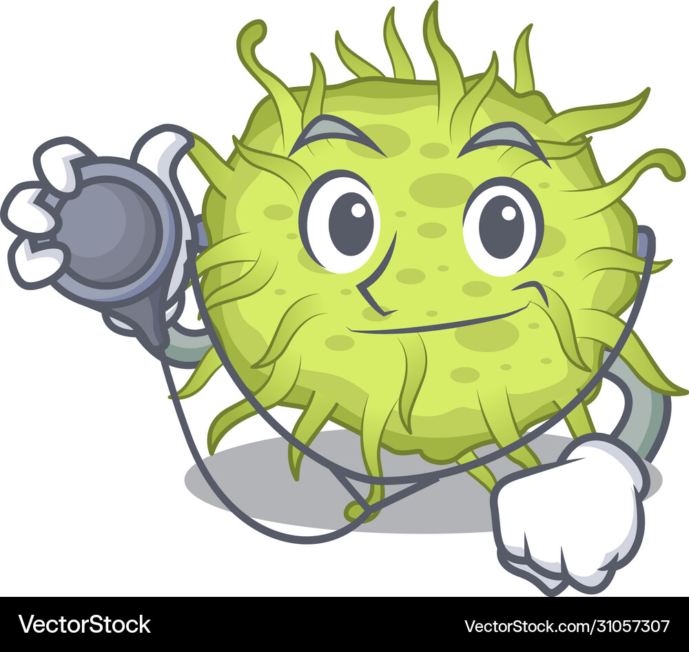 Bacteria coccus in doctor cartoon character Vector Image