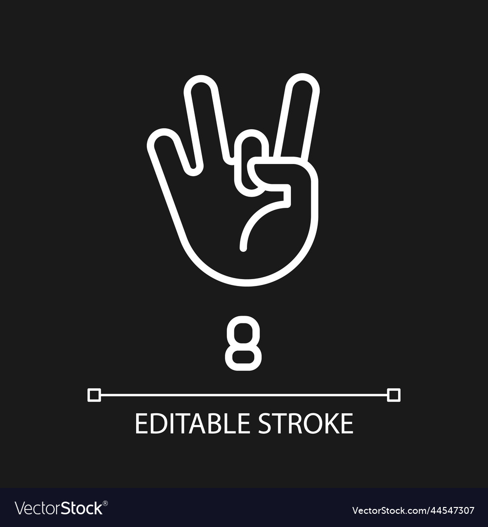 Digit eight sign in asl pixel perfect white Vector Image