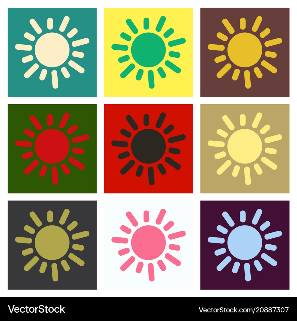 Flat sun icon summer pictograph sunlight symbol Vector Image